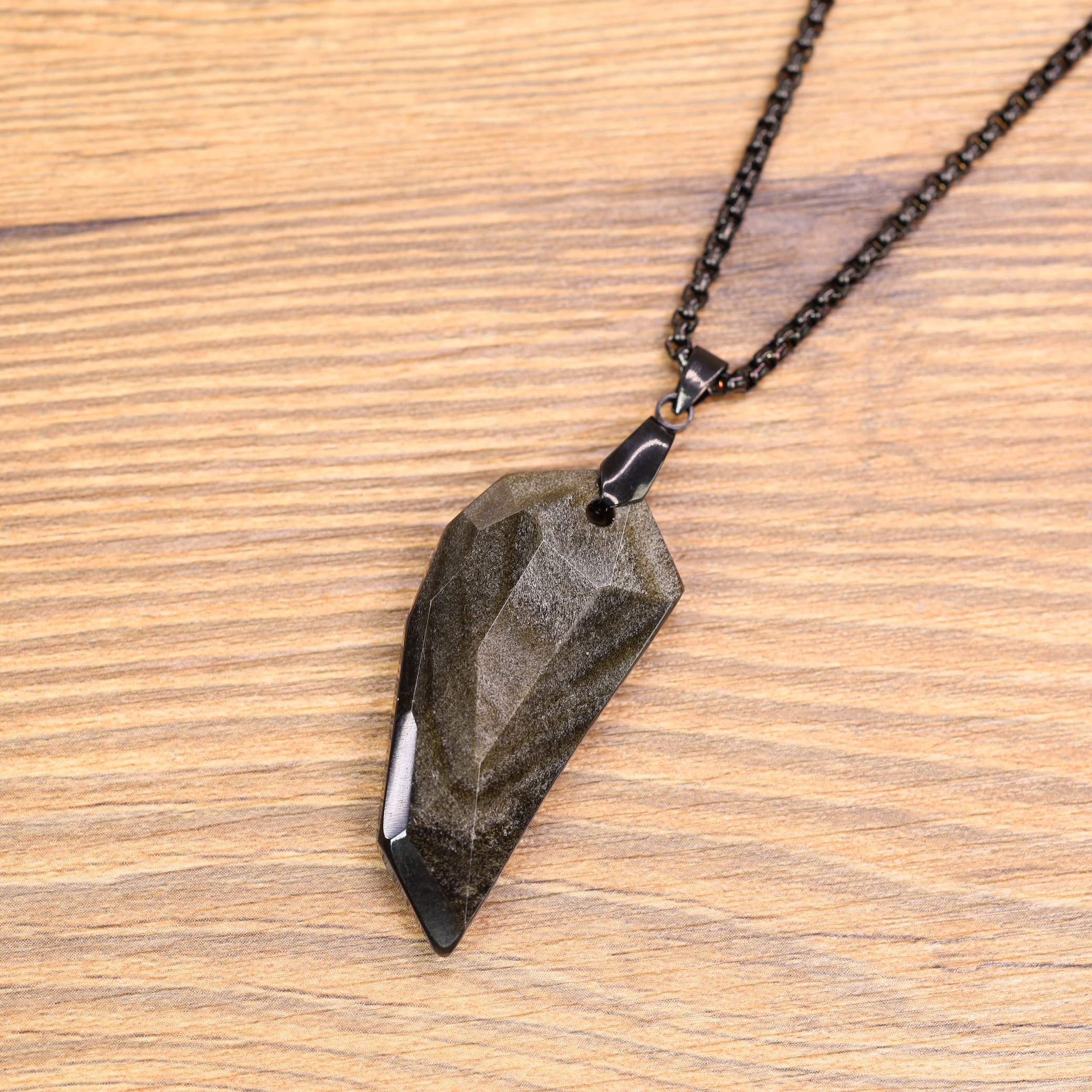 COAI-Golden-Obsidian-Wolf-Tooth-Pendant-Stainless-Steel-Chain